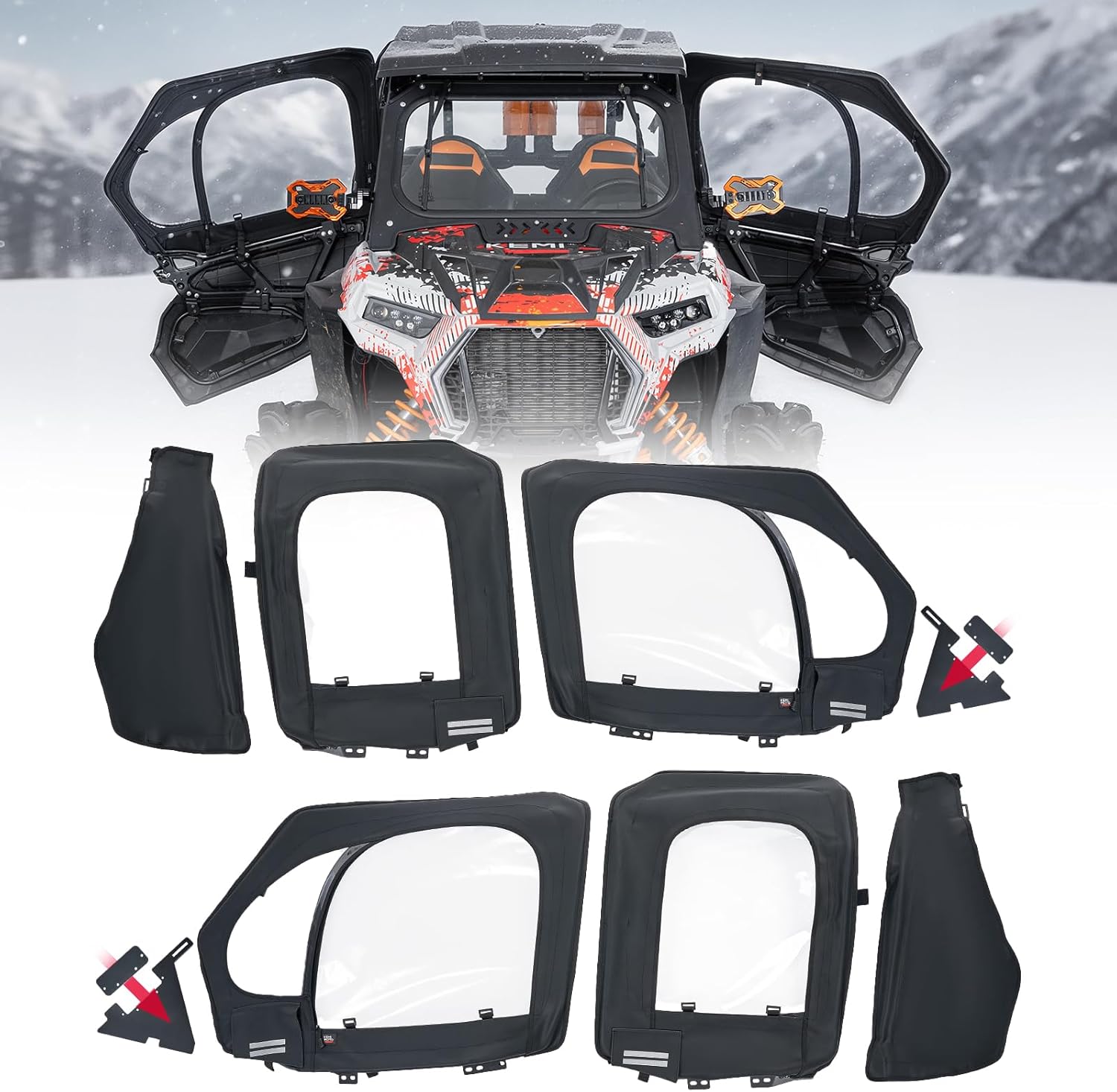 Cab Enclosure Upper Doors With Steel Door Frame for Polaris RZR XP4 10 ...
